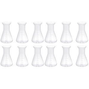 Baluue Plastic Erlenmeyer Flask, Clear Conical Flasks with Narrow Mouth Flask Beakers Erlenmeyer with Printed Graduation for Laboratory School Educational Supplies