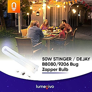 lumenivo Bug Zapper Bulb Replacement for Stinger/DEJAY B8080/9206 50W Stinger Bug Zapper Replacement Bulb with G10Q-4 4 Pin Square Base - T1 FUL50T10/BL Bug Zapper Bulb - 1 Pack
