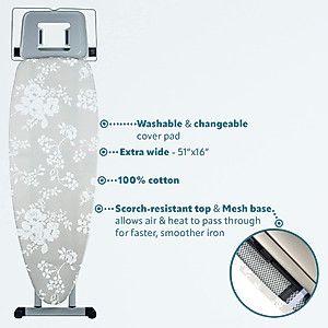 Bartnelli Pro Luxury Ironing Board - Extreme Stability | Made in Europe | Steam Iron Rest | Adjustable Height | Foldable | European Made