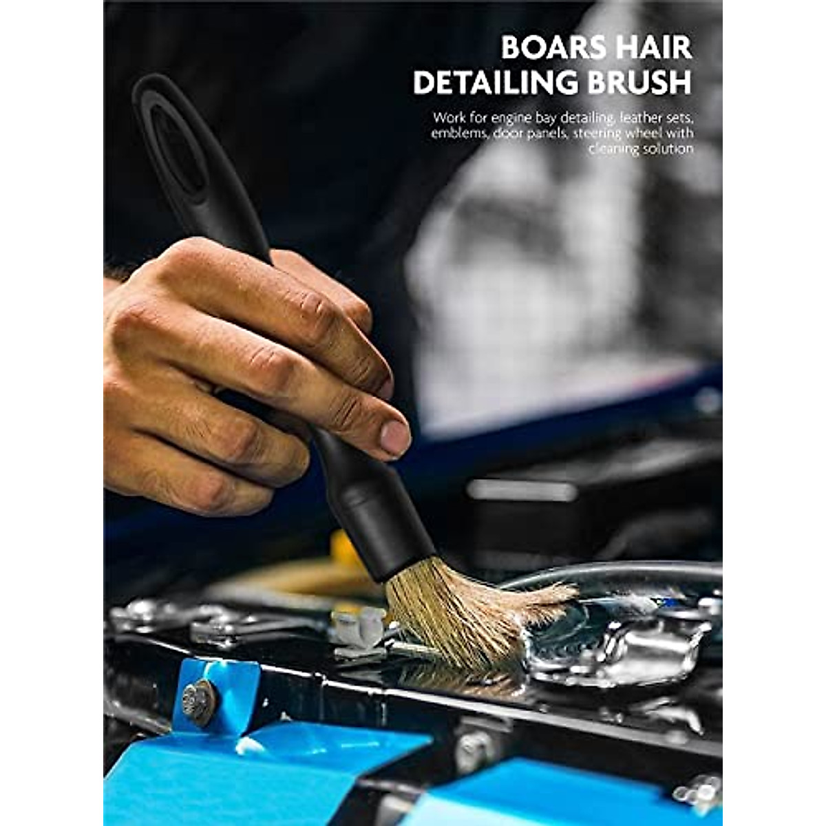 Fantasticlean 9PCS Car Interior Detailing Set, Microfiber Cloth & Applicator, Detailing Brushes, Natural Bristles, Scratch-Free & Ultra-Soft for Seats Leather Care or Cleaning