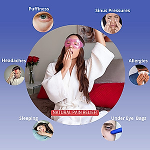 Gel Eye Mask with Eye Holes- Hot Cold Compress Pack Eye Therapy | Cooling Eye Mask for Puffy Eyes, Dry Eyes, Headaches, Migraines, Sinus, Dark Circles - Reusable Eye Face Mask | Ergo Gel Bead (Pink)