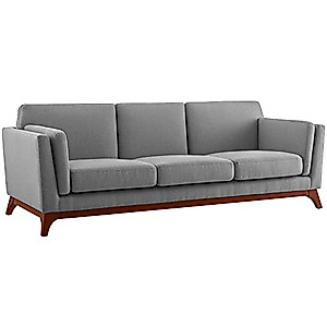 Modway Chance Mid-Century Modern Upholstered Fabric Sofa In Light Gray
