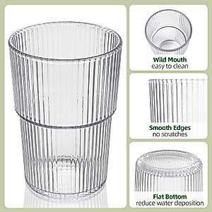 REALWAY Plastic Tumblers, Unbreakable Ribbed Glasses,17OZ Origami Style Drinking Cup, Reusable Plastic Glasses Drinking Dishwasher Safe, Clear Acrylic Cups -Stackable- for Kitchen Poolside, Set of 8