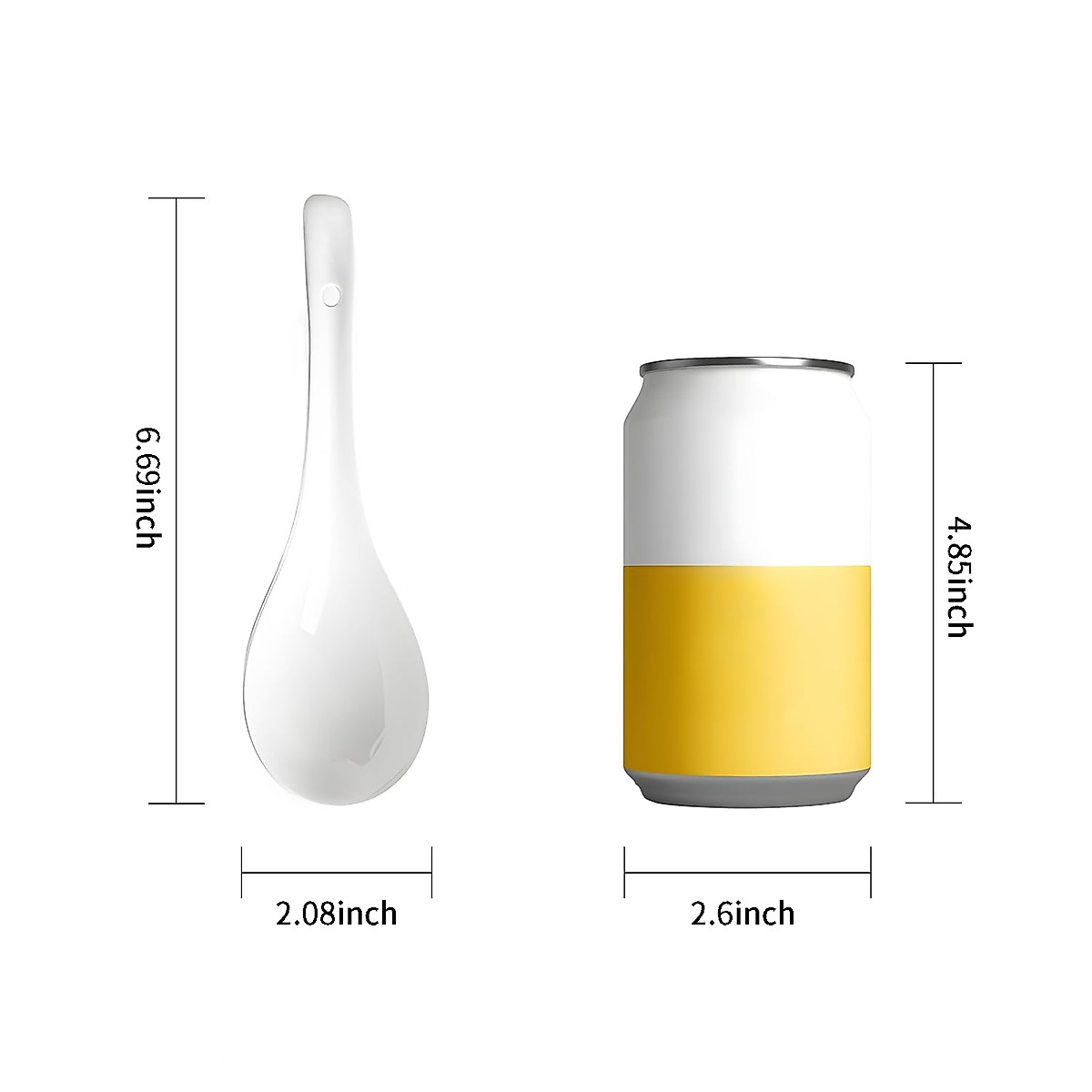 Soup Spoons, Asian Soup Spoons, Chinese Soup Spoons, Ceramic Spoons White Japanese Spoon Large for Dumpling Wonton Ramen Pho Miso, Deep Oval Hook Design, Set of 6