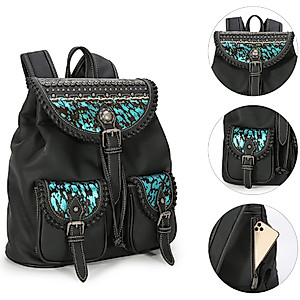 Montana West Hair On Cowhide Collection Backpack Western Style Dual Front Flap Pockets TR136-9110BK