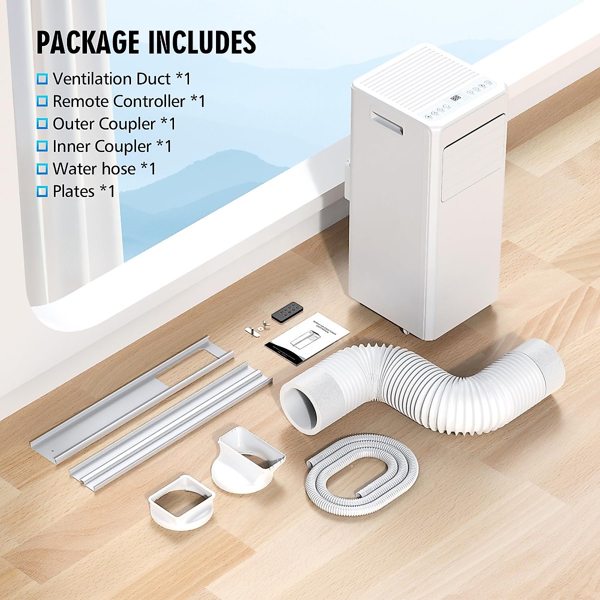 Loorow 10000 BTU Portable Air Conditioners Cool up to 400 Sq.Ft, 4-in-1 Portable ac Unit, Dehumidifier and Fan with Remote Control, 24H Timer, Sleep Mode, LED Display, Window Kit Included