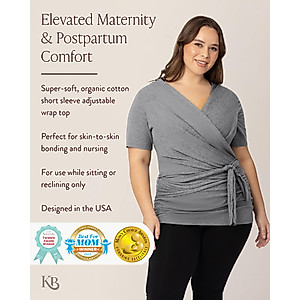 Kindred Bravely Organic Cotton Skin to Skin Wrap Top | Kangaroo Shirt for Mom and Baby (Grey Heather, Medium)