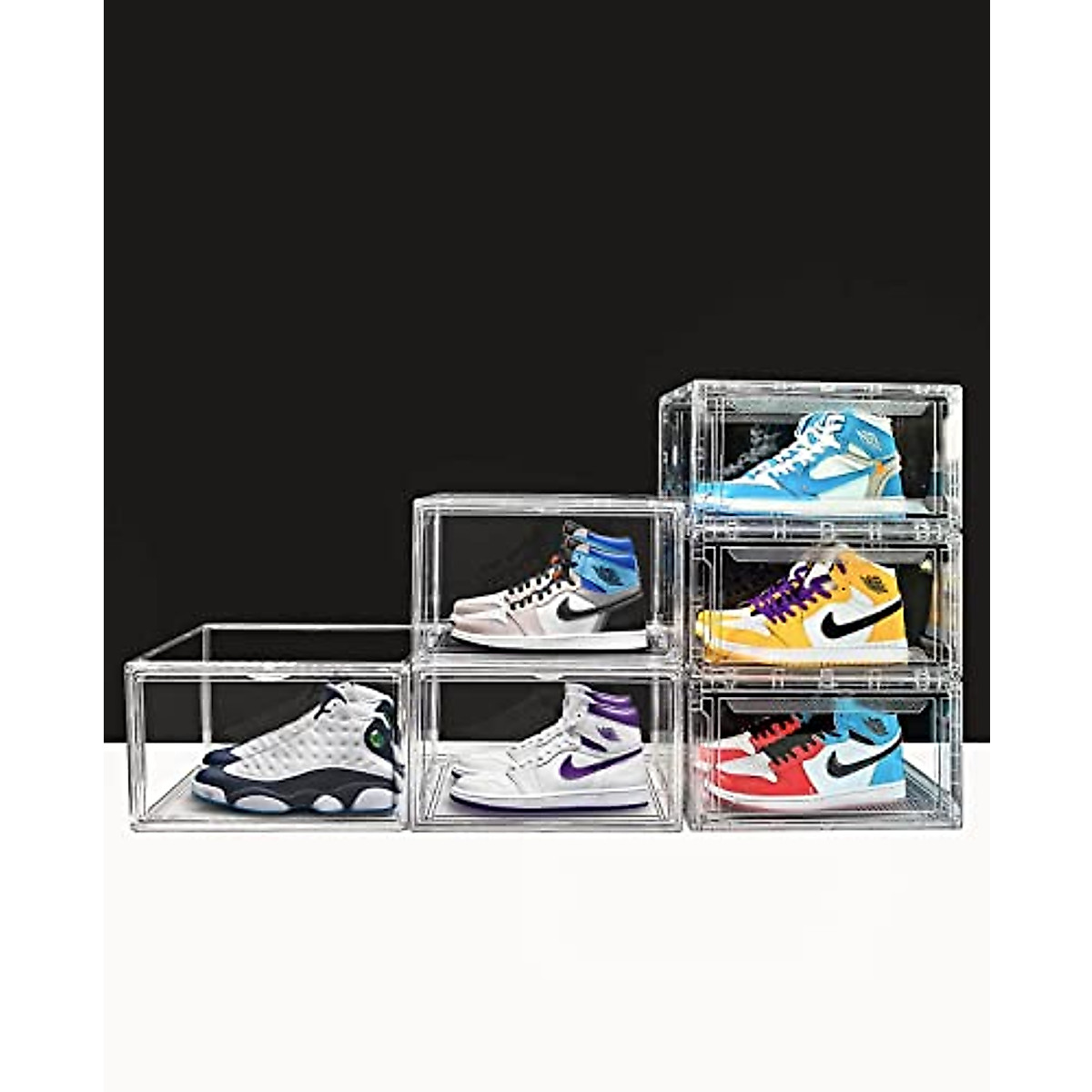 Shoe Boxes Clear Plastic Stackable 10 Pack Sneaker Storage Boxes with Magnetic Door, Acrylic Boxes for Display, Strong and Sturdy Fit Shoe Size Up to US 15