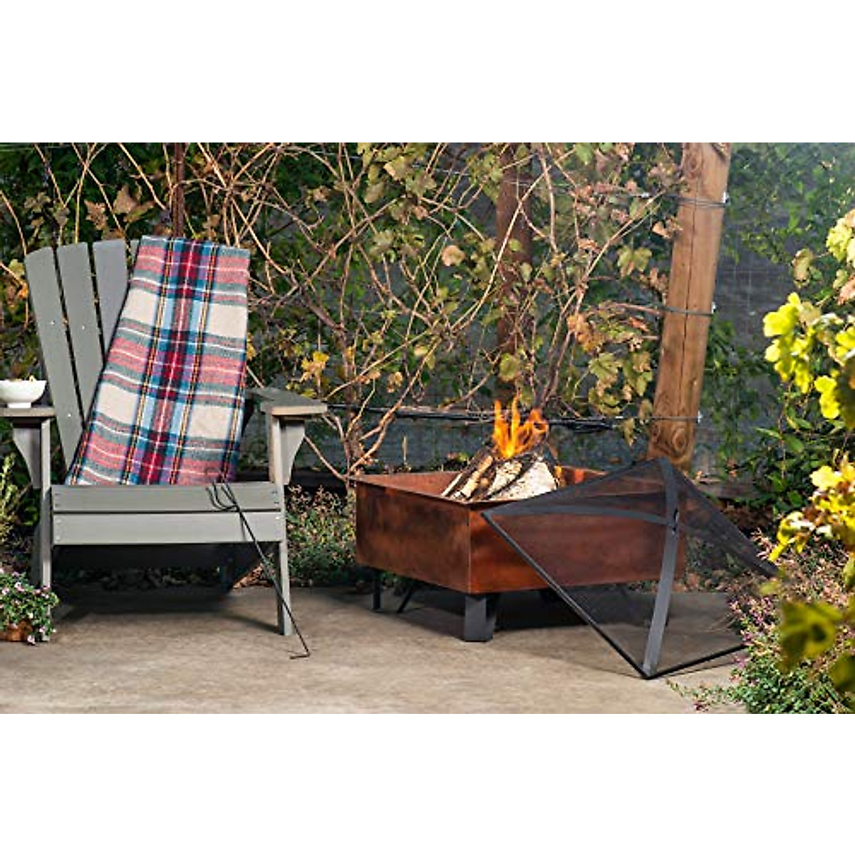 Bond Manufacturing 52119 Boxite 26" Square Wood Burning Steel Fire Pit, Rust