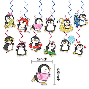 24 Pieces Penguin Hanging Swirls Penguin Streamers Penguin Hanging Decorations Ceiling Swirls for Penguin Birthday Party Decorations Party Supplies Baby Showers Decorations