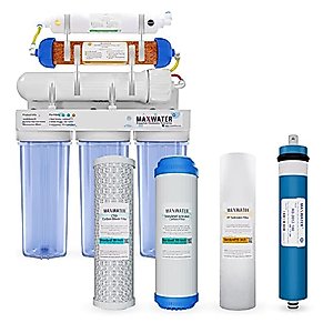 Max Water 6 Stage 100 GPD (Gallon Per Day) RODI (Reverse Osmosis Deionization) Water Filtration System for Aquarium