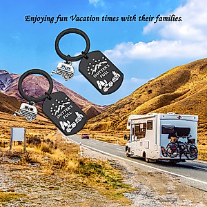HOLLP Shitter's Full Dog Tag Keychain Happy Camper RV Dog Tag Keychain Camping Keychain Trailer Christmas Vacation Jewelry (2PC Keychain-Black)