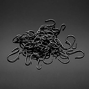 Bonsicoky 50PCS S Shaped Hooks 1 Inch Mini Ornament Storage Hooks for Hanging Jewelry Small Kitchenware Potted Plants, Black