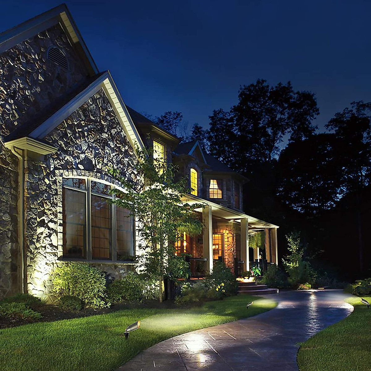 CINOTON 4-Pack Brass Landscape Spotlights Outdoor, Low Voltage LED Landscape Lighting Pathway, Waterproof Spotlight for Yard, Tree, Garden