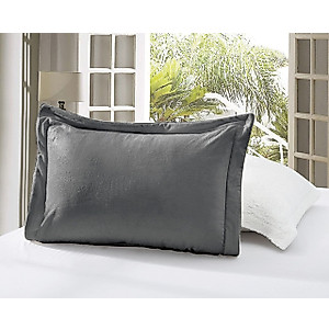 Elegant Comfort Super Soft Sherpa Comforter 3-Piece Set Premium Quality, Heavy Weight Reversible Down Alternative Micro-Suede, Sherpa Comforter, Cal King, Silver Gray