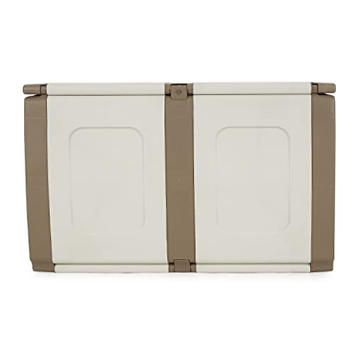 Homeplast Regular 52.83 Gallon Capacity Indoor Outdoor Heavy Duty Plastic Deck Box Storage Trunk, Beige/White