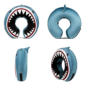 Choola Pet Shark Theme Inflatable Dog Cone Collar (Large) for After Surgery Care Bundled with Pump and Extra Tube