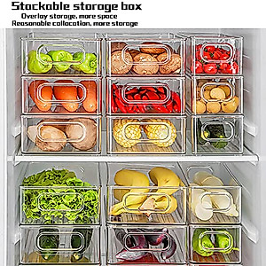 Refrigerator Organizer Bins,Kstkry 4 Piece Transparent Kitchen Storage Box Adaptable To Freezer Kitchen Cabinet Pantry Food Storage Shelf Beverage Fruit Canned Goods Vegetables Cheese(BPA free)