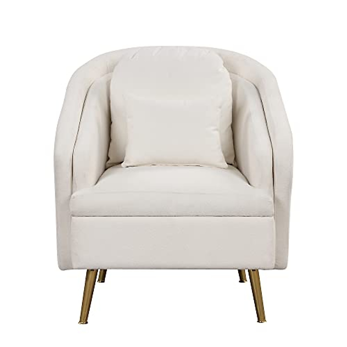 Goohome Mid Century Modern Accent Chair Single Sofa Comfy Upholstered Armchair Living Room Furniture, ReadingChair with Lumbar Pillow and Metal Legs for Bedroom, Lounge