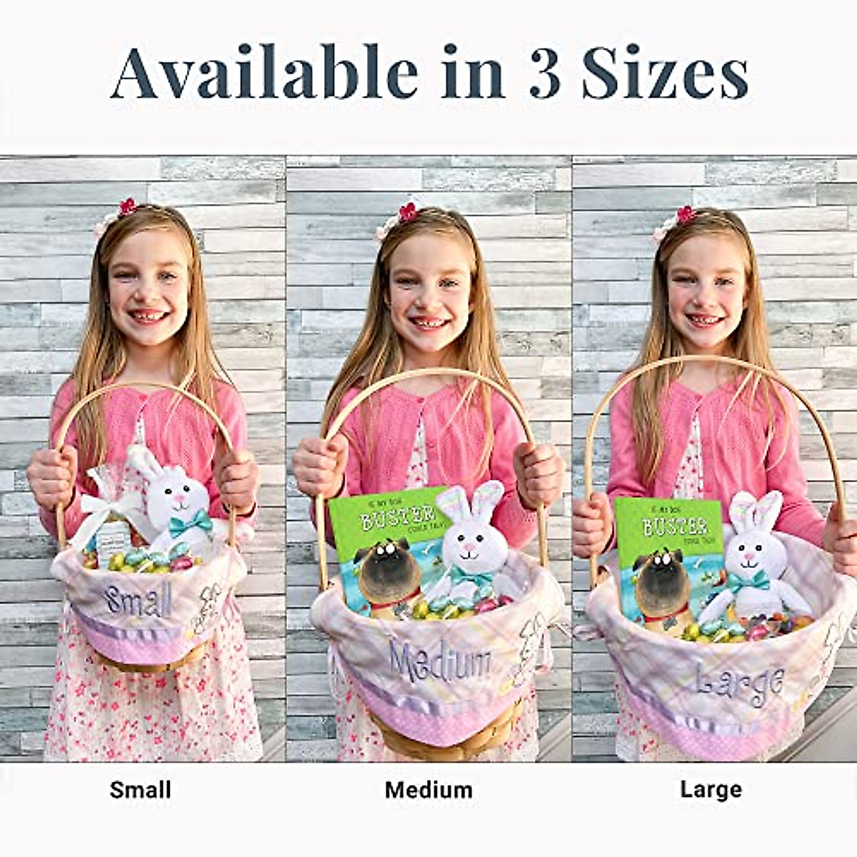 Let's Make Memories Personalized Easter Basket - Create Your Own - Wicker Basket - Embroidered Liner - Medium - Pink Bunny Applique