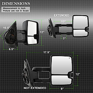 ACANII - [2015 Style] Telescoping Towing Power Heat Smoke LED Signal Side Mirrors Left+Right For 07-13 Silverado Sierra