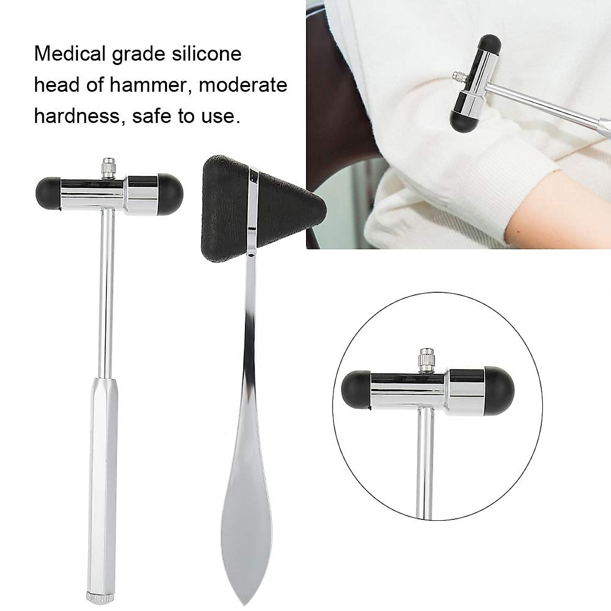 5 in 1 Neurological Hammer Muscle Reflex Diagnostic Hammer Health Care Kit, Triangle Hammer+Metal Hammer+ Plastic Rod Hammer+T-shaped Hammer+Gore Wheel