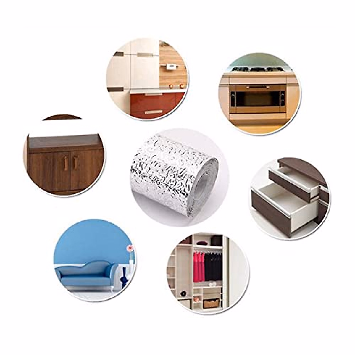 120 Inches Kitchen Oil-Proof Stickers, DIY Self-Adhesive Peel & Stick Aluminum Foil Contact Paper Self Adhesive Oil-Proof Heat Resistant Wall Sticker for Countertop Drawer Shelf Liner