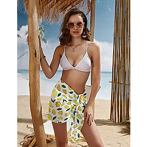 Ekouaer Women's Soft Wrap Beach Swimwear Short Cover Up Pareo Swimsuit Wrap Lemon Patterns