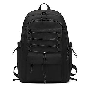 Lmeison Backpack for Girls School Backpacks for Teen Women College Bookbag Waterproof School Bag for Middle School High School Unisex Laptop Backpack Travel Daypack for Work, Black