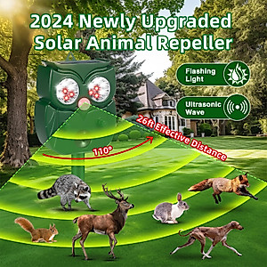 2Pcs Ultrasonic Animal Repellent Outdoor Solar Animal Repeller with Motion Sensor Cat Repellent Outdoor Waterproof to Scare Raccoon Fox Rabbit Deer Squirrel Skunk Repellent for Yard Garden (NO.3)