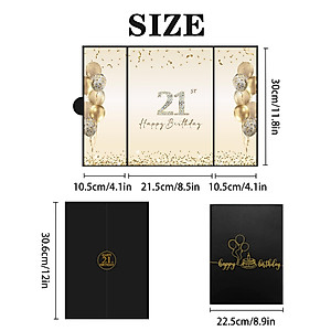 DARUNAXY Black Gold 21st Birthday Party Decorations, Happy 21st Birthday Alternative Signature Guest Book for Men Women Cheers to 21 Years Old Gifts 21 Birthday Signing Card Board Party Supplies