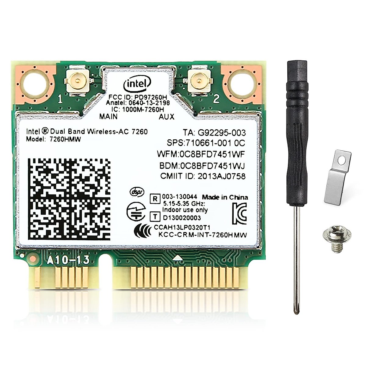 7260HMW WiFi Card, Dual Band Wireless-AC 7260 Mini PCIe Network Adapter with Bluetooth 4.0 Support Windows 10, Windows 8, Windows 7, WiFi Module Work with Laptop/Notebook