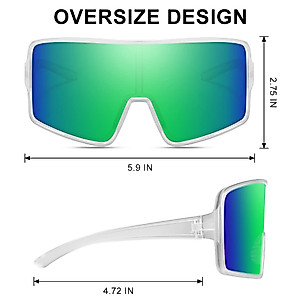 ZHA ZHA Oversize Sports Sunglasses, 100% UV Protection Riding Baseball Cycling Glasses with 4 Lenses for Men Women