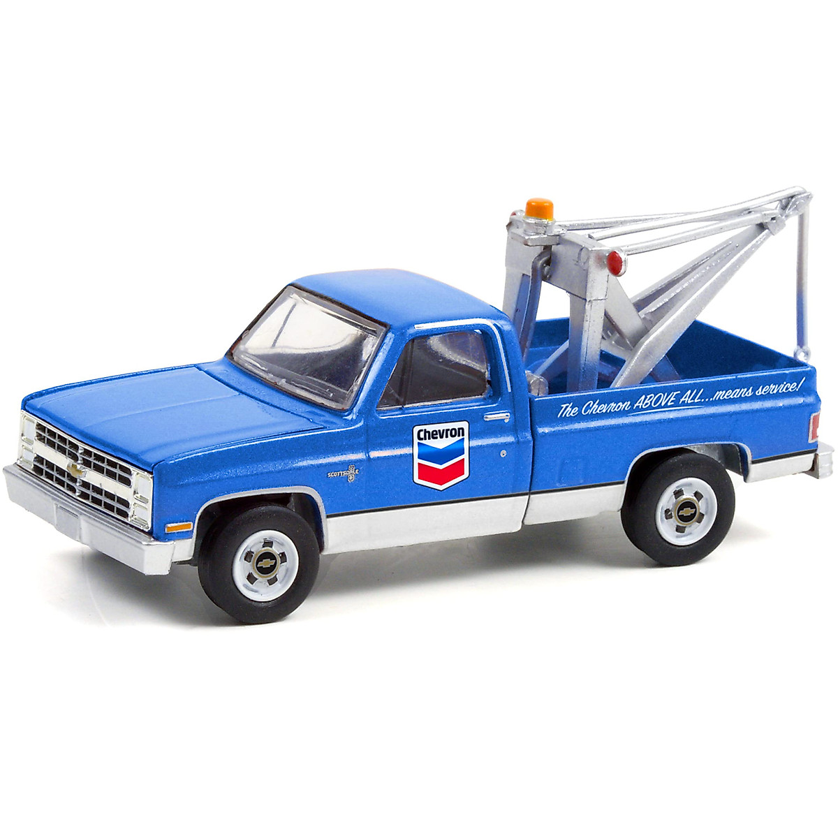 1983 Chevy C20 Scottsdale Tow Truck with Drop-in Tow Hook Blue Blue Collar Collection Series 9 1/64 Diecast Model Car by Greenlight 35200 D
