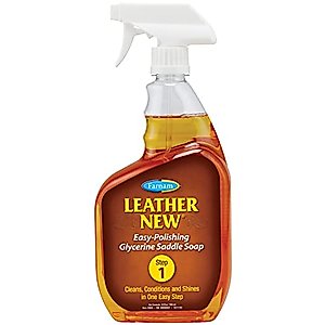 Farnam Leather New Easy-Polishing Glycerine Saddle Soap and Leather Saddle Cleaner, Protects and Preserves Leather, Cleans, Conditions and Polishes, 32 Oz.