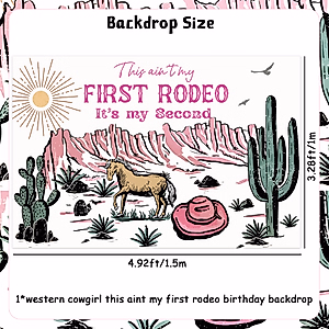 Wonmelody Western Cowgirl 2nd Birthday Decorations Backdrop This Aint My First Rodeo Birthday Party Decorations My 2nd Rodeo Birthday Decorations Wild West Second Birthday Background Banner for Girl