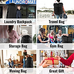 JOINPRO Laundry Bag Backpack, 125L, Extra Large with Shoulder Straps, Adjustable & Extendable Design, Hamper 3 Pockets for Laundromat, College, Travel, Camping