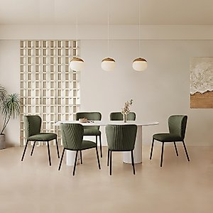 SIMTONAL Kitchen Chairs Set of 6, Mid Century Modern Dining Chairs, Green