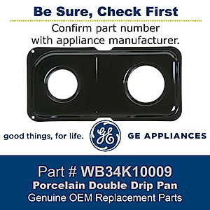 GE WB34K10009 Genuine OEM Porcelain Double Drip Pan (Black) for GE Gas Ranges