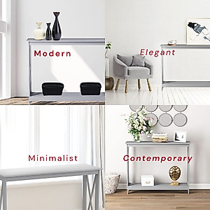 Safdie & Co. - Gray Console Table, 2-Layer Entryway Table, Console Tables for Entryway, Use As Doorway Table, Sofa Table, or Accent Furniture for Decorating Foyer, 12 x 31.5 x 39.5 Inches
