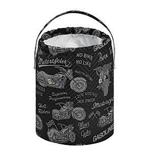 MCHIVER Black Motorcycle Yarn Storage Bag Crochet Bag Organizer for Crocheting Portable Knitting Bag with Pockets Travel Crochet Bag for Knitting Needles and Accessory