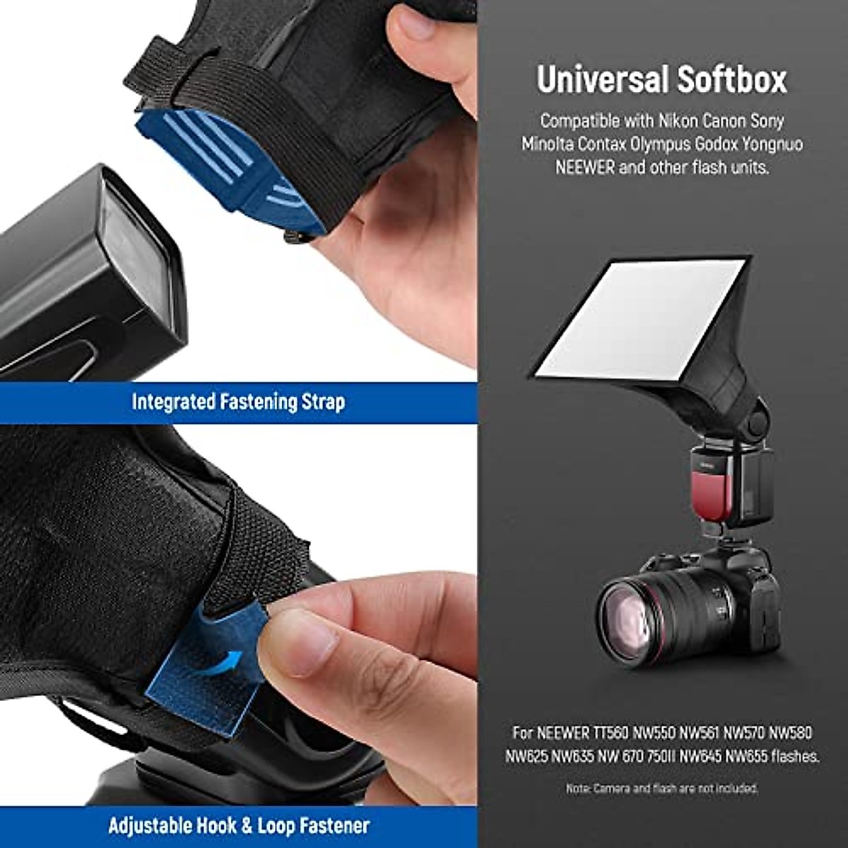 NEEWER Flash Diffuser Light Softbox 6" x 5", Universal, Collapsible with Storage Pouch Compatible with Canon Nikon Sony Godox Yongnuo NEEWER speedlight