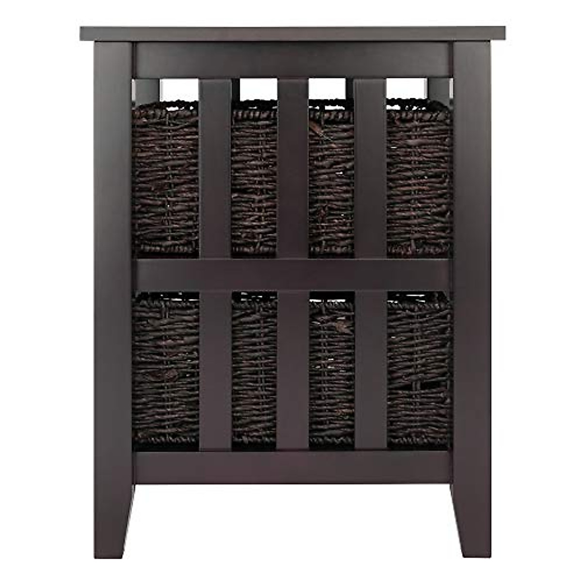 Winsome Morris 25.04" x 20.08" x 16.54" Wood Side Table With 2 Foldable Baskets, Espresso