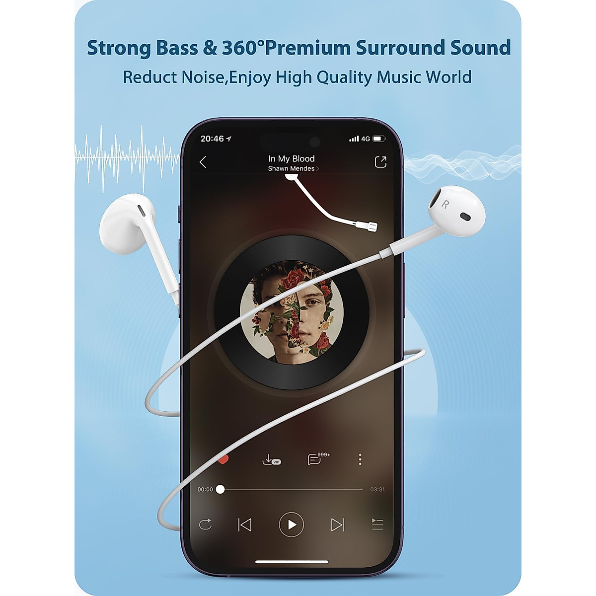 Apple Earbuds with Lightning Connector [Apple MFi Certified] Headphones Built-in Microphone & Volume Control, Noise Isolating Earphones for iPhone 14/13/12/11 Pro Max/XR/X/SE/8P/8/7P/7-All iOS System