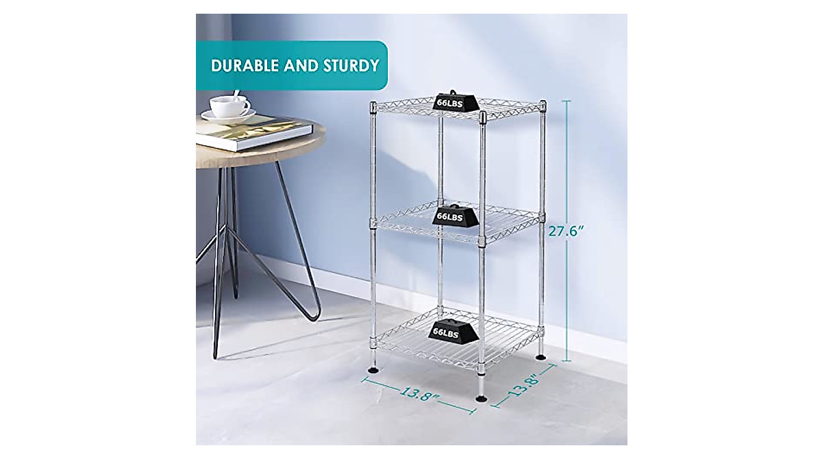 3 Tier Adjustable Wire Shelf with Wheels - Organize Your Space