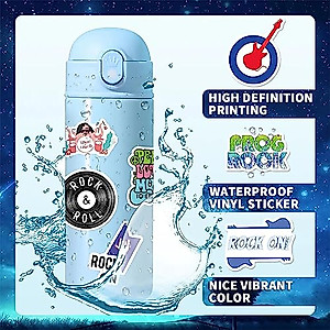 Rock and Roll Stickers |50Pcs Rock Music Waterproof Vinyl Decals for Water Bottles Laptop Luggage Cup Computer Mobile Phone Skateboard Décor