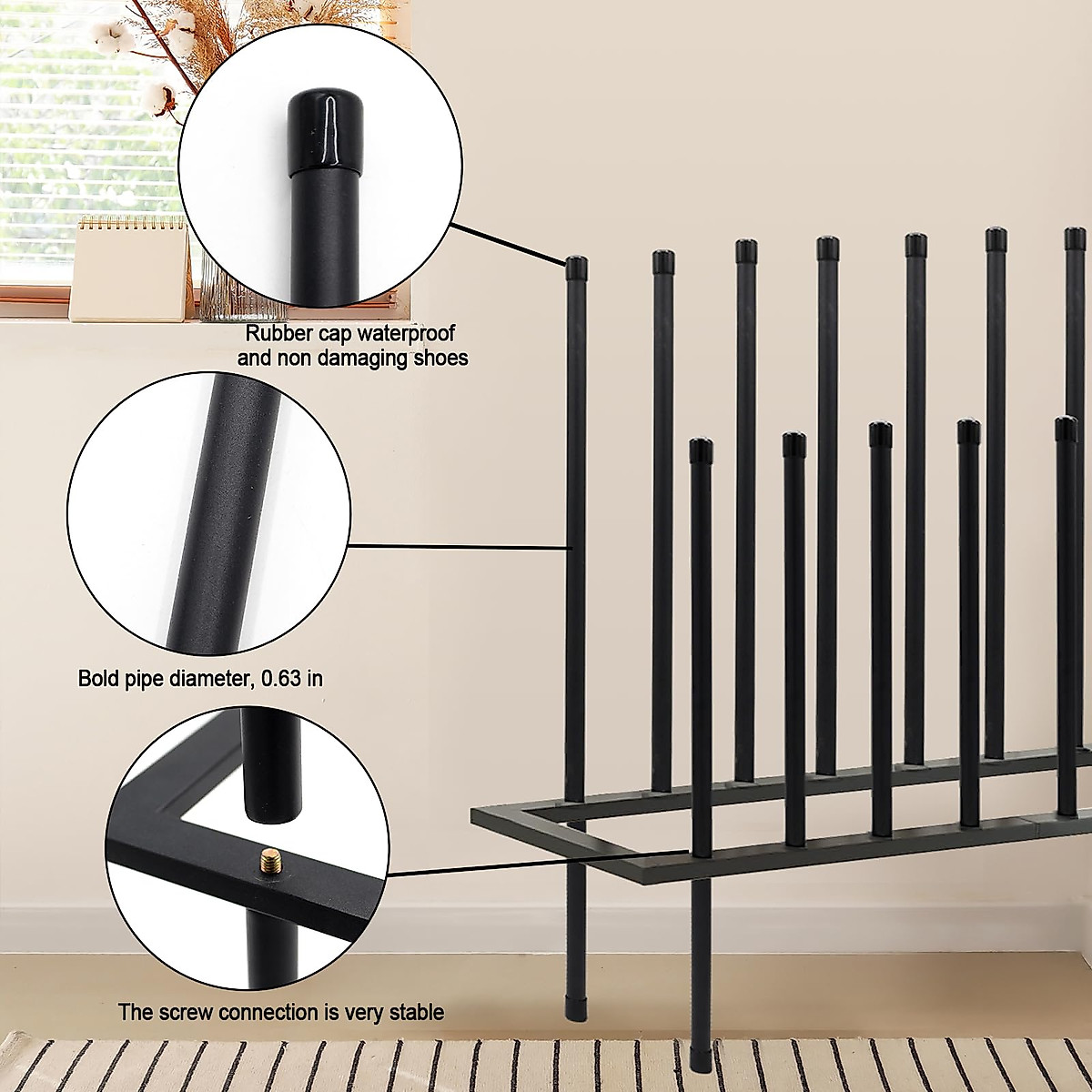 Boot Rack Shoe Cabinet Metal Shoe Rack for Closet Shoe Organizer for Closet for 8 Pairs Free Standing Shoe Racks Shoe Cabinet Storage for Entryway Bedroom, Patio Outdoor, Hallway large Boot Tray