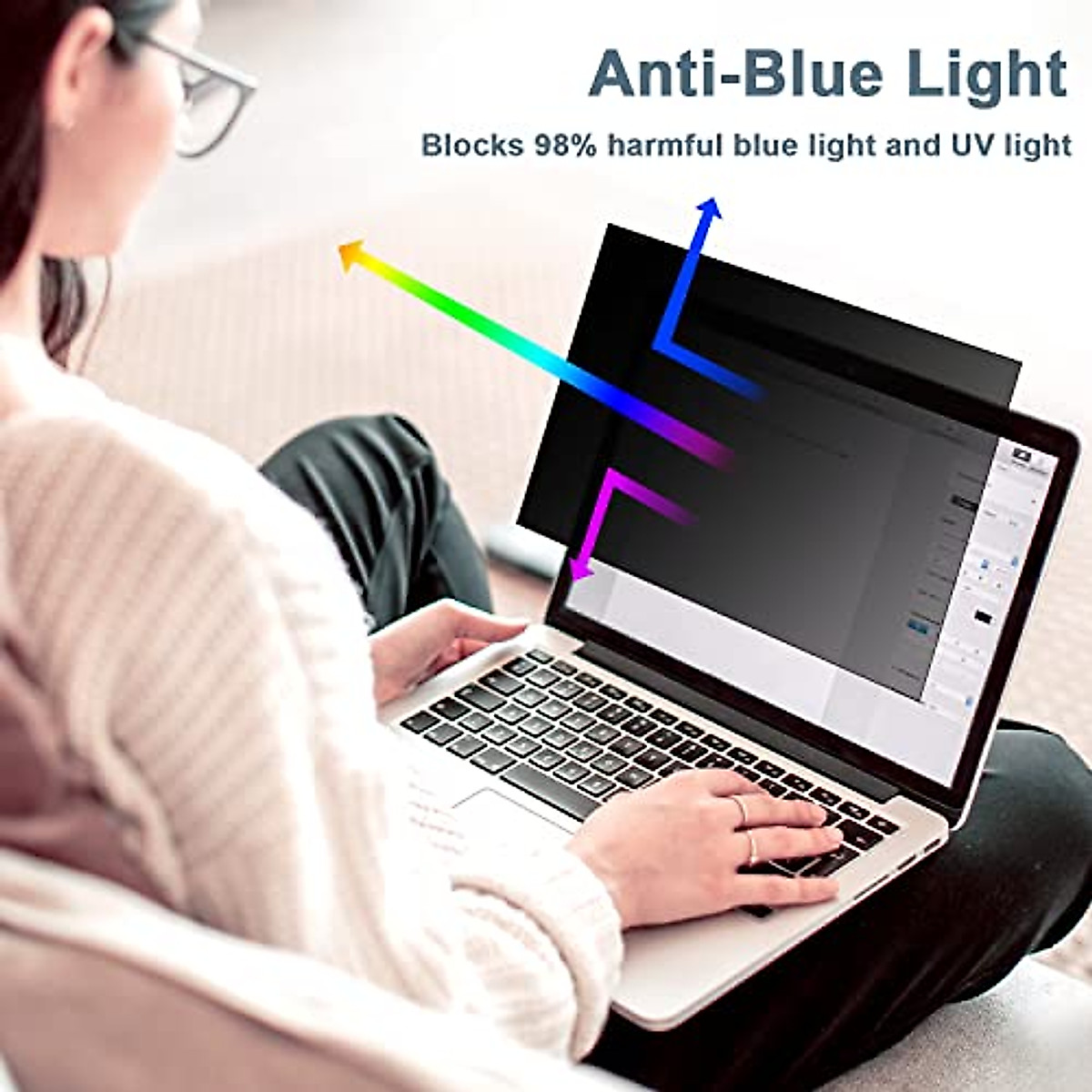 Laptop Privacy Screen 14 Inch, 16:9 Aspect Removable Privacy Screen Filter for 14 Inch Laptop Widescreen, Anti Glare Blue Light Laptop Screen Privacy Shield 14 In Compatible with Chromebook Hp Envy/ Dell/ Asus/ Acer/ Samsung/ Lenovo Yoga by IPROKKO
