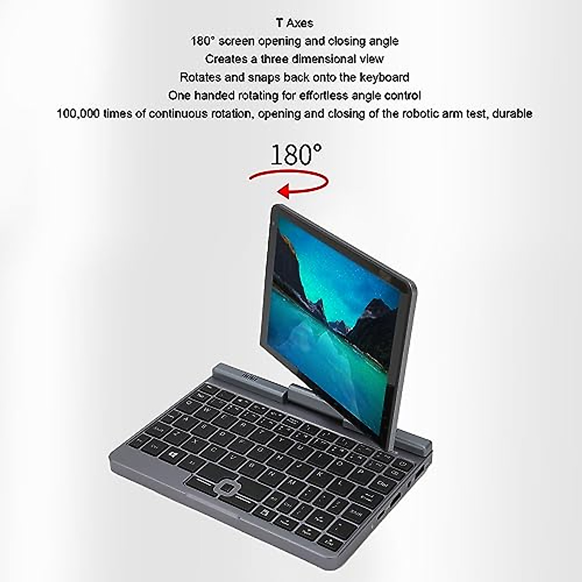 Dpofirs Mini Laptop for Windows11, 180 Flip 8 inch Touch Screen, 4 Core Alder Lake Processor LPDDR5 12GB, 10 Point Touch with Stylus, 3200mAh Business Laptop (12GB+128GB US Plug)