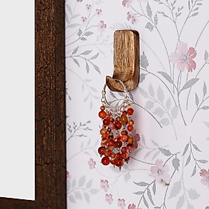 Indian Shelf 6 Pack No Damage Wood Wall Hooks- Small Adhesive Wall Hooks- Boho Key Decorative Wall Hooks for Hanging- Wood Hangers- Sticky Coat Hooks Wall Mount- Towel Hooks for Bathroom Wall Mounted